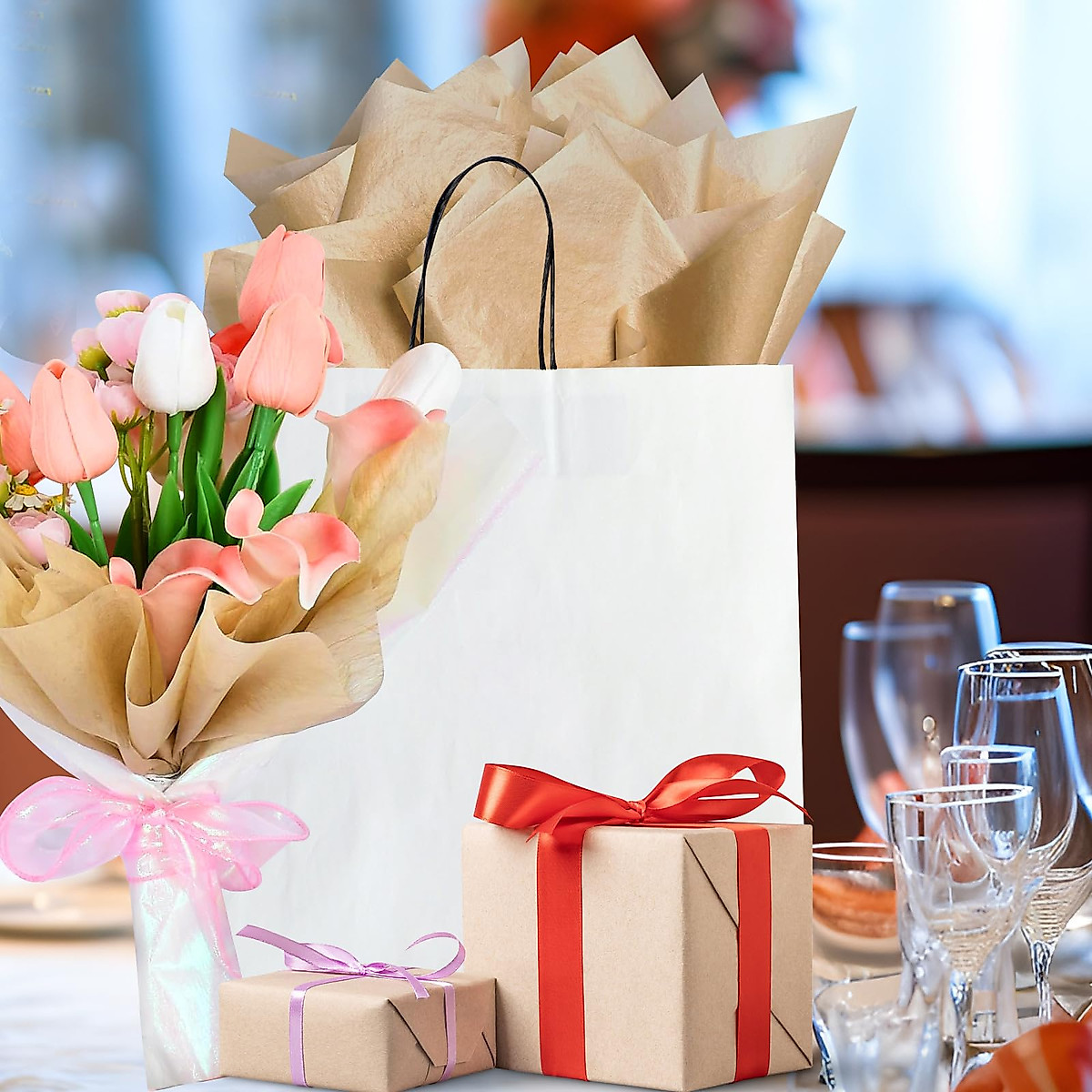 Brown Tissue Paper 100 Sheets, 20"X14" Tissue Paper Bulk for DIY Crafts Arts Decorations Bags Packaging, Wrapping Tissues Paper for Birthday Wedding All Holidays Decor