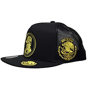 Capsnmore El Chapo Guzman Mexico Logo Federal 3 Logos Hat Black Mesh Snapback