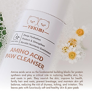 YUKIMI Premium Amino Acid Paw Cleanser with Silicone Bristle Brush for Dogs & Cats | Dermatologist Certified Hypoallergenic | Hydrating, Soothing, Deodorizing, Moisturizing | pH Balanced - 5.0 Fl Oz
