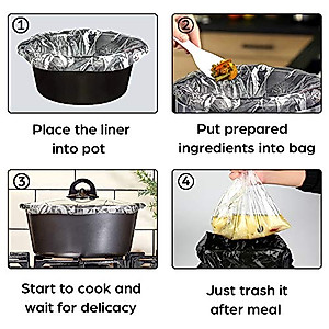 YESLAU Slow Cooker Liners Small BPA Free Crockpot Liner Oval Round Pot Subsize 11 x 16 Inch Fits 1 to 3 Quarts Small Crockpot - 3 counts (30 Bags Total)