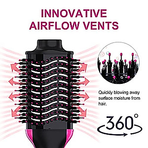 Hair Dryer Brush Blow Dryer Brush in One, 3 in 1 Hair Dryer and Styler Volumizer with Negative Ion Anti-frizz Blowout Ceramic Coating Hot Air Brush, Mothers Day Gifts for Mom, 75MM Oval Shape