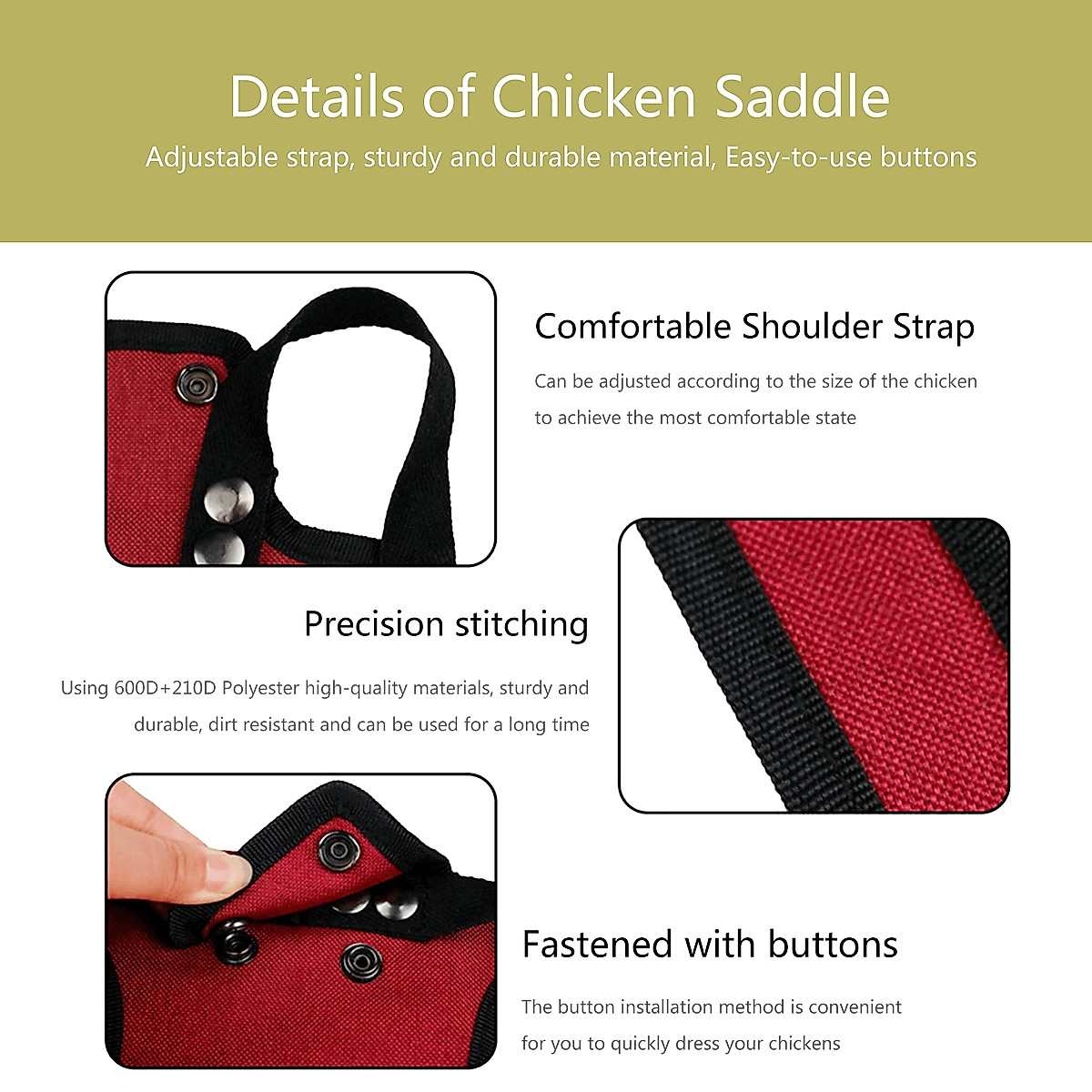 3 Pieces Premium Chicken Saddles with Adjustable Strap, Hen Saddle Sweater Clothes, Birds Protector for Back and Sides, Poultry Accessories for Hens, Suitable for 5-7.6lbs, Red & Blue & Purple