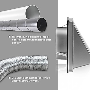 FRESH SPEED 6-Inch External Extractor Wall Vent Cushioned Non Return Flap