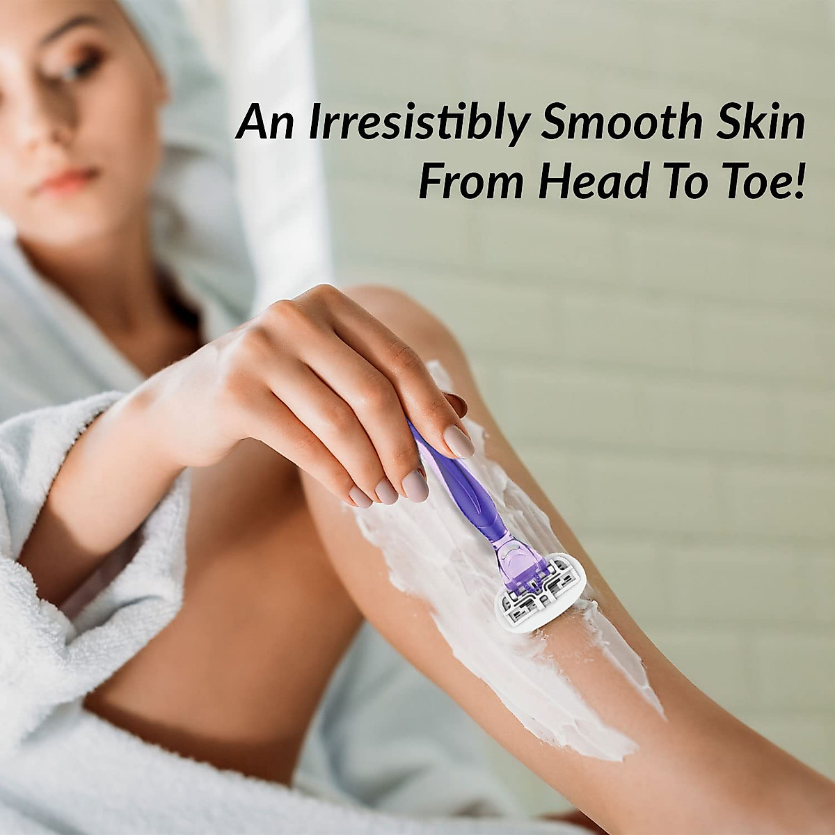 Natural Solution Razors for Women – Extra Smooth 4-Blade Shaver Infused with Vitamin E & Aloe, Provides Gentle Shaving, 3-Pack (6 Pieces) in Pink/Purple