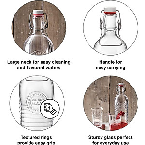 Bormioli Rocco Officina Water Bottle | 37.25oz, Italian Glass Pitcher | Airtight Seal & Metal Clamp | Easy-To-Carry Handle, Dishwasher Safe, Eco-Friendly | Safe For Infused & Carbonated Drinks