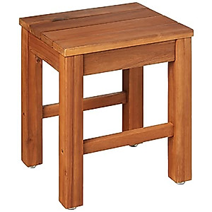 Amazon Aware FSC Certified (FSC N004130) Outdoor Patio Stools with Cushions, Acacia Wood, Set of 2, Natural Finish