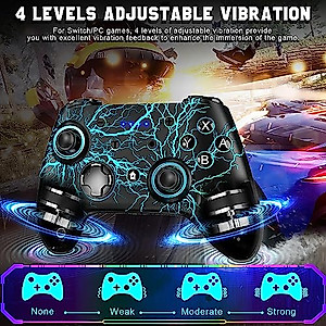 Forlleco Switch Controller, Wireless Switch Pro Controller for Switch/Switch Lite/Switch OLED/PC, Nintendo Switch Controller with Cool LED Light, Vibration, Gyro Axis, Adjustable Turbo and Wake Up