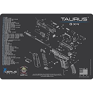 EDOG GX4 Gun Cleaning Mat - Schematic (Exploded View) Diagram Compatible with Taurus GX4 Series Pistol 3 mm Padded Pad Protect Your Firearm Magazines Bench Surfaces Gun Oil Solvent Resistant, BLACK