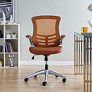 Modway Attainment Mesh Vinyl Modern Office Chair in Tan