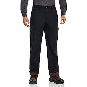 CQR Men's Winter Tactical Cargo Pants, Thermal Fleece Lined Outdoor Snow Ski Hiking Work, Fleece Cargo Black, 30W x 30L