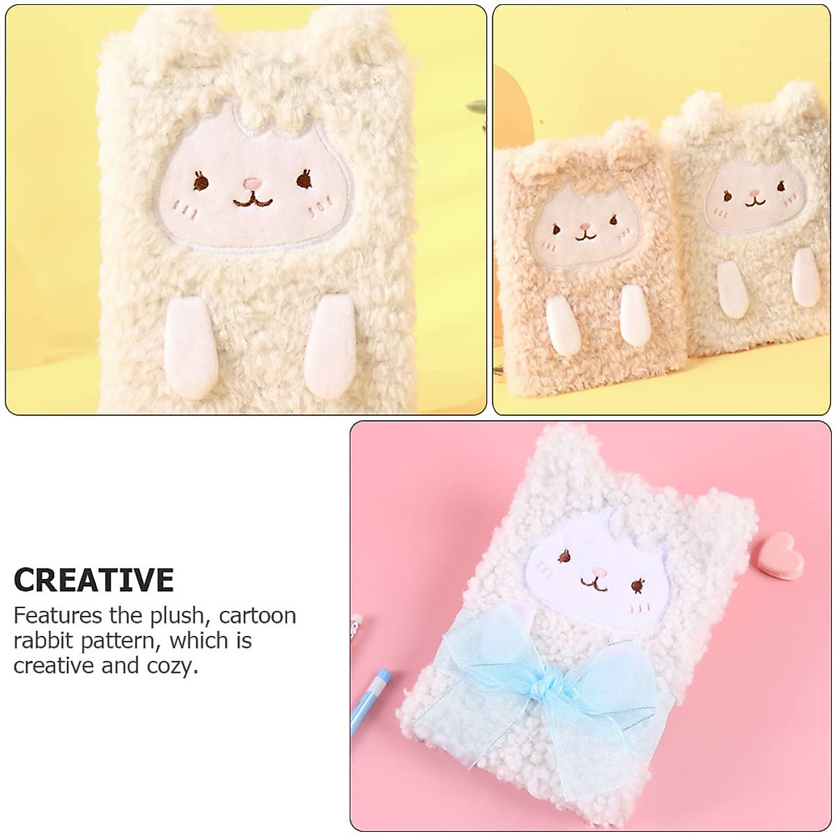 NUOBESTY 3 Pcs Notebook Girls Journal Sketchbook Plush Journals Girls Journal Book Girl Journal Diary Journal Diary of a Wimpy Kid Book Girls Diary Book Lamb White Toddler Travel Sherpa