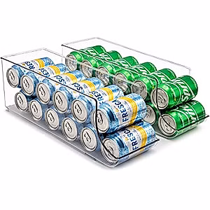 Sorbus Can Dispenser for Refrigerator - 12 Can Fridge organizer Rotation System Rack - Clear Soda Can Organizer for Refrigerator, Freezer & Pantry - Great for Kitchen Organization and Storage (2-Pack)