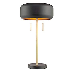 Globe Electric 67347 22" 2-Light Table Lamp, Metallic Dark Gray, Table Lamp for Living Room, Dual Pull Chains, Lamps for Bedrooms, Nightstand, Room Décor, Home Improvement, Home Office Accessories