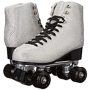 YOKI Women's Classic High-top Rink Roller Skates for Beginners Indoor/Outdoor use Bling Size 9