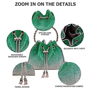 Sweetovo Bling Crystal Rhinestone Purse for Women Sparkly Clutch Handbag Crossbody Bag for Evening Wedding Party Prom