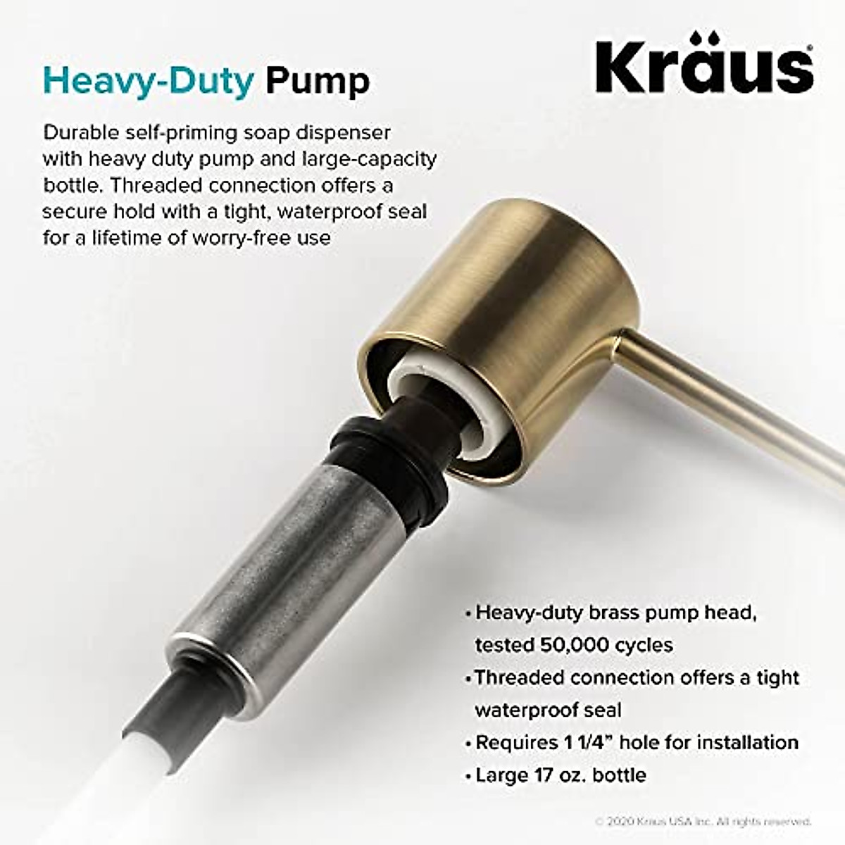 KRAUS Boden Kitchen Soap and Lotion Dispenser in Spot Free Antique Champagne Bronze, KSD-53SFACB