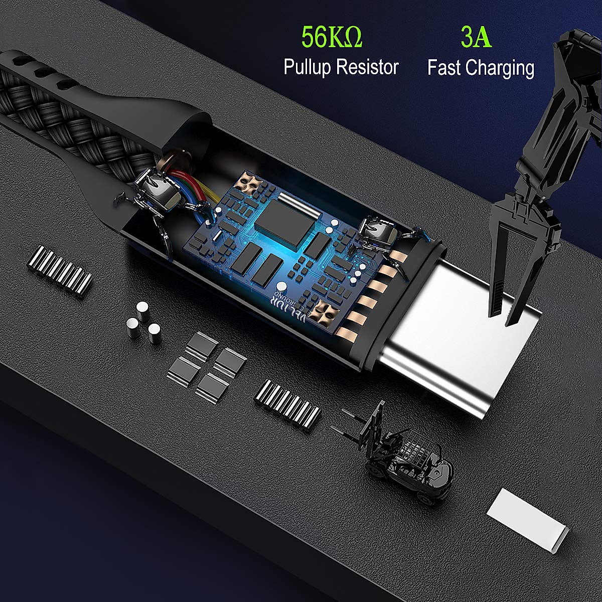 Elebase USB Type C Charger Cable 3 Pack 1.5/3.3/6.6FT,Charging Cord for Samsung Galaxy A02s A03s,A12 A13,A21 A22 A23,A31 A32 A33,A41 A42,A52 A52s A53 A54,A71 A72 A73,Note 10 20,S21 S22 S23 S24