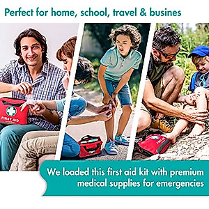 General Medi First Aid Kit -309 Pieces- Reflective Bag Design - Including Bandages, Moleskin Pad and Emergency Blanket for Travel, Home, Office, Car, Camping, Workplace