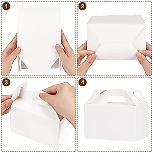 Moretoes 70 Pack White Treat Boxes Gable Boxes Party Favor Boxes Paper Gift Boxes for Birthday Party Shower 6 x 3.5 x 3.5 Inches