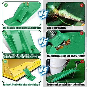 Tractor Bucket Protector(Upgraded Version), 2Pcs Ski Edge Protector, Turf Tamer Skid Protector with Grade8.8 Double Lock Nuts and Bolts, Heavy Duty Steel for Snow Removal Spreading Gravel,Green