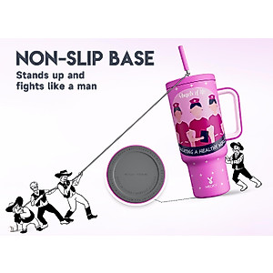 Meoky 40 oz Tumbler with Handle and Straw, Tumbler with Lid and Straw, Insulated Stainless Steel Travel Mug, 100% Leak-proof, Keeps Cold for 34 Hours (Appreciation)