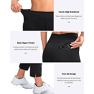 YYV Women's Golf Pants Stretch Work Ankle Pants High Waist Dress Pants with Pockets for Yoga Business Travel Casual(Black XX-Large)