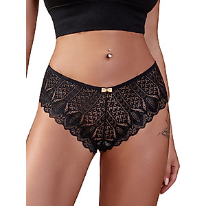 SOLY HUX Women's Sexy Panties Thong for Women Back Cut Out Stappy Exotic Thongs Underwear Panties Black L