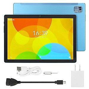 Smart Tablet, 1920x1200 Resolution Tablet, 10.1 Inch Octa Core Processor, US Plug, 100-240V, Portable 8MP Front Camera and 16MP Rear Camera for (Blue)