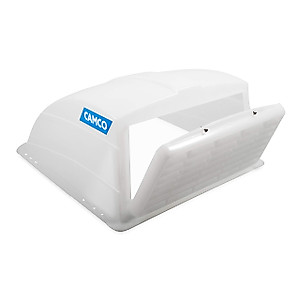 Camco RV Roof Vent Cover | Allows High Flow Air Ventilation Into Your RV, Rain or Shine | Easy Installation | Installation Hardware Included, White (40433)
