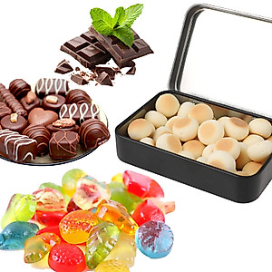 Tin Box with Lid, Small Metal Box Rectangular Hinged Lids Tin Empty Tins Box Containers Mini Cookie Tin Case Portable Metal Tins with Lids for Candies Soaps Earrings Jewelry Crafts Gifts, Black