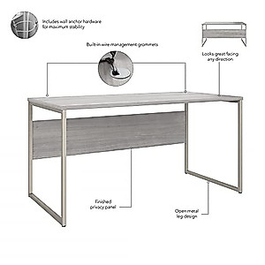 Bush Business Furniture Hybrid Computer Table Desk with Metal Legs, 60W x 30D, Platinum Gray