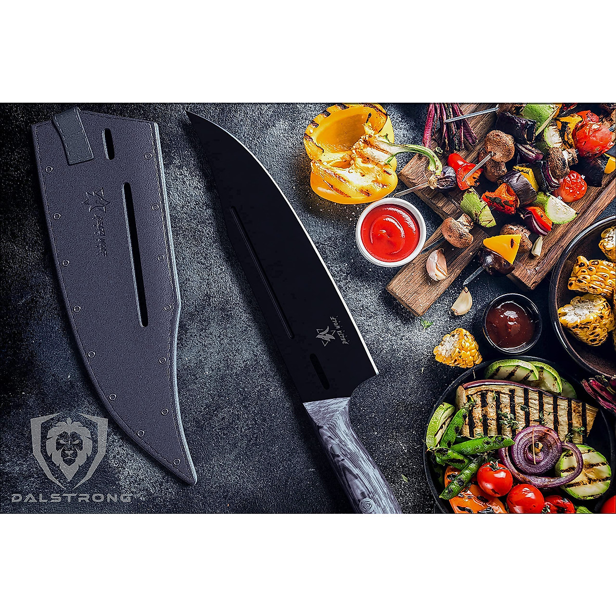 DALSTRONG Delta Wolf Series Chef Knife 8" Bundled with Delta Wolf Series Paring Knife 4" with PU Leather Sheath - Black Titanium Nitride Coating - G10 Camo Handle
