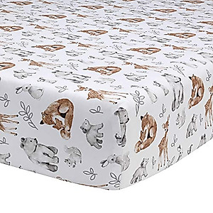 Lambs & Ivy Painted Forest 4-Piece Crib Bedding Set - Gray, Beige, White