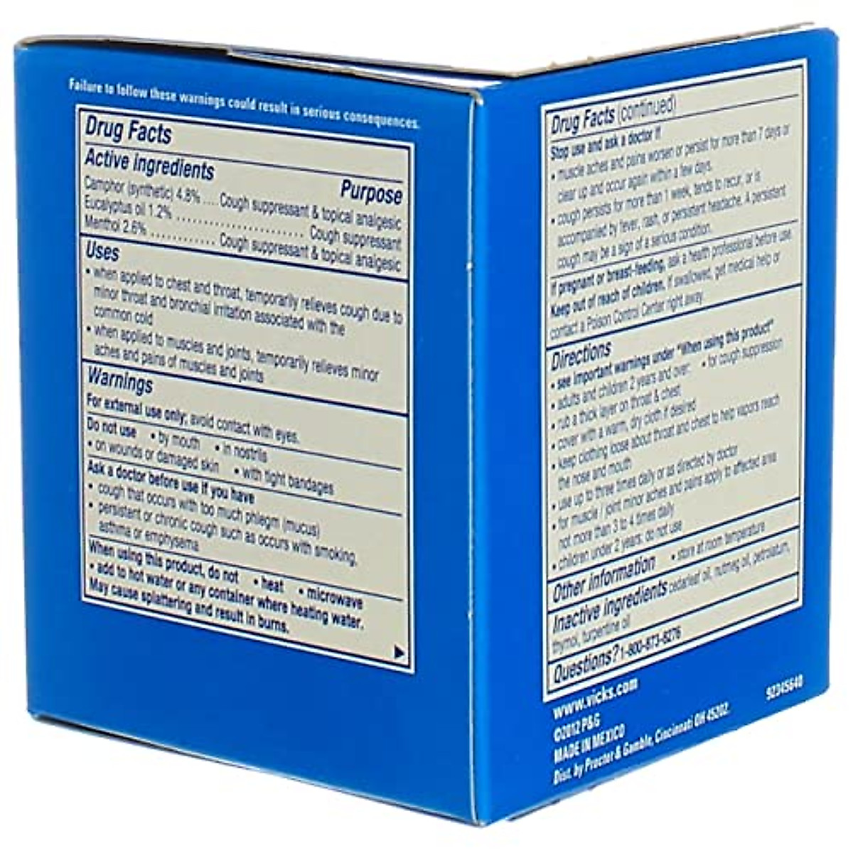 Vicks VapoRub Ointment 6 oz (Pack of 4)