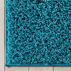Well Woven Elle Basics | Emerson Shag Teal Blue | Textured (5'3" x 7'3") Area Rug