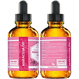 Leven Rose Maracuja Oil, Passion Fruit Seed Oil 100% Natural Moisturizer for Hair Skin and Nails 1 oz