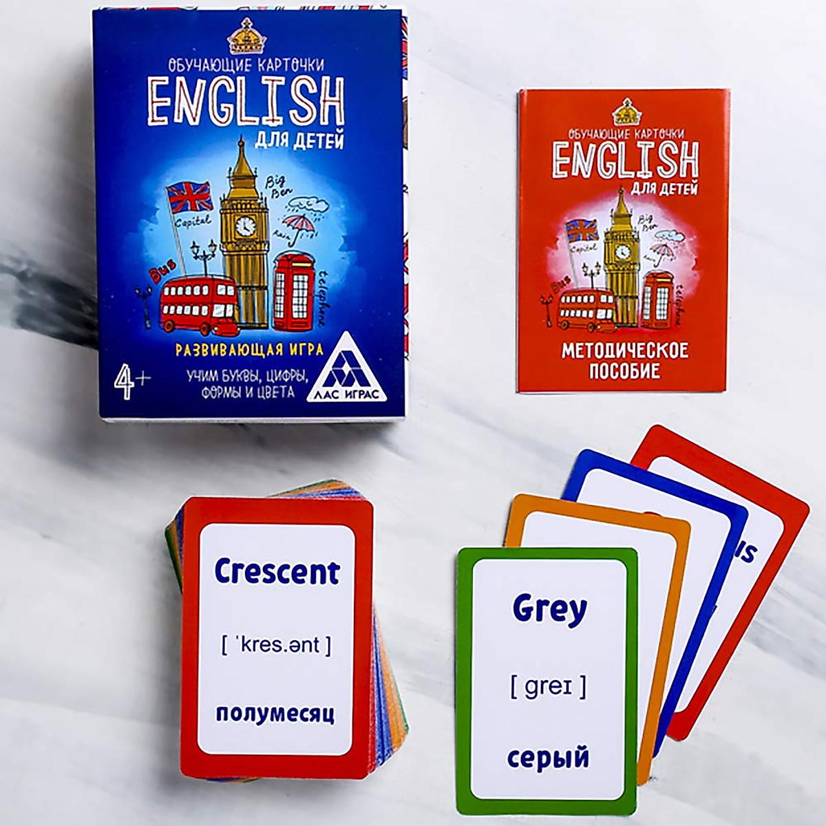 Russian to English Flashcards for Kids ESL Preschool Educational Russian Flash Cards 70 pcs - Russian Vocabulary Cards