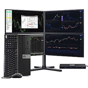 Dell Trading Optimized PC Bundle Intel i5 6th Gen, 32GB RAM, 512 GB nvme SSD, 4 New 24” Monitors, 2 Network Cards, Trading Platform Support, MTG 4 in 1 USB HUB, Keyboard & Mouse Win 10 Pro (Renewed)