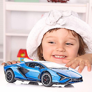 BDTCTK Sian FKP37 Car Model Toy 1/32 Child Sound and Light Pull Back Car Zinc Alloy Casting Toys for Kids Boy Girl Gift (Bule)