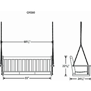POLYWOOD GNS60BL Vineyard 60" Outdoor Swing, Black