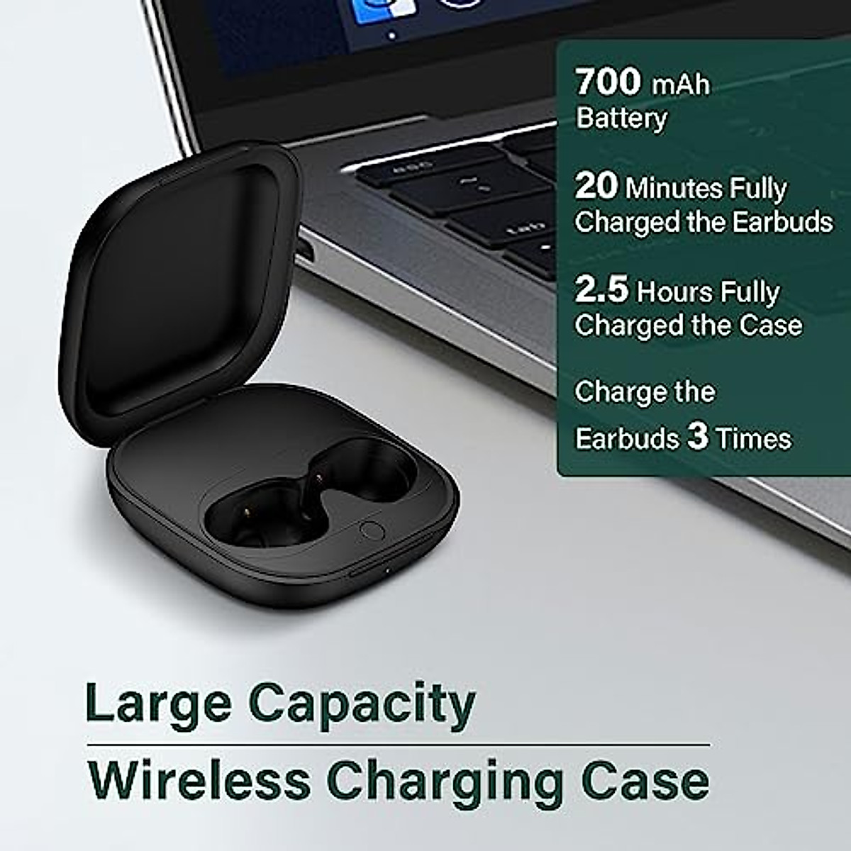 Replacement Charging Case Compatible for Beats Fit Pro, Wireless Charger with Built-in 700mah Battery and Bluetooth Pairing Sync Button, Portable Fast Charging Case (No Earbuds), Black