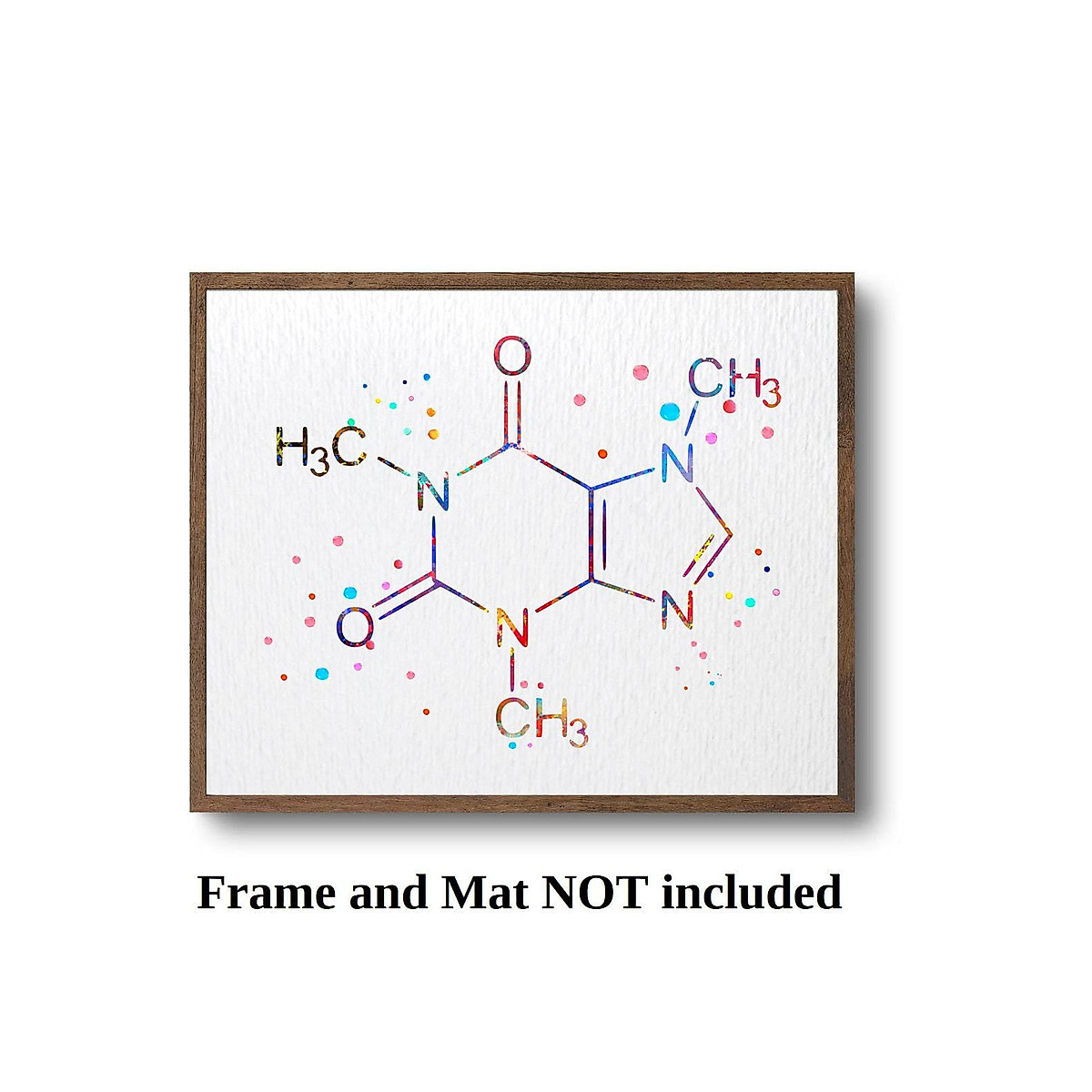 Dignovel Studios 8X10 Unframed Caffeine Molecule Chemical Symbol Watercolor Art Print Poster Housewarming Wall Giclee Office Home Decor DN536