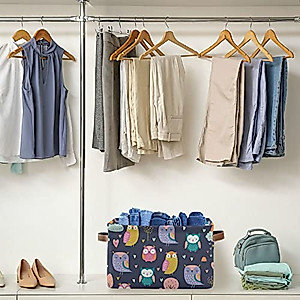 xigua Owl Storage Basket Storage Bin Organizer Basket, Foldable Rectangular Storage Box with Handles for Home Office