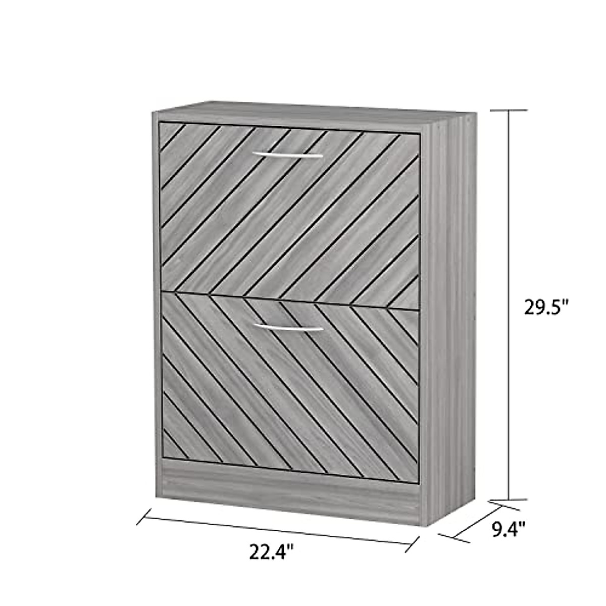 FUFU&GAGA Shoe Cabinet with 2 Flip Drawers for Entryway, Modern Shoe Storage Cabinet, Freestanding Shoe Rack Storage Organizer (23.6”W x 9.4”D x 31.4”H) (Light Grey)