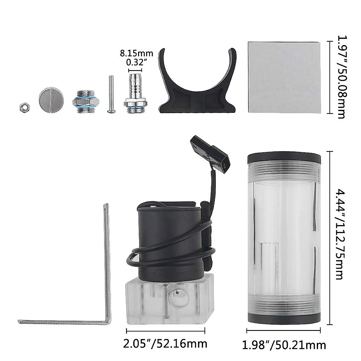 BXQINLENX 600L/H 19W DC12V CPU Cooling Heat Exchanger Water Pump Tank 117 ml CO2 Cooler