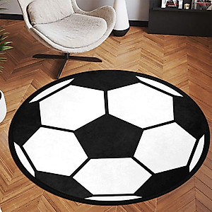Soccer Rug Round Football Round Area Rug Carpet Floor Chair Mat for Bedroom 3ft