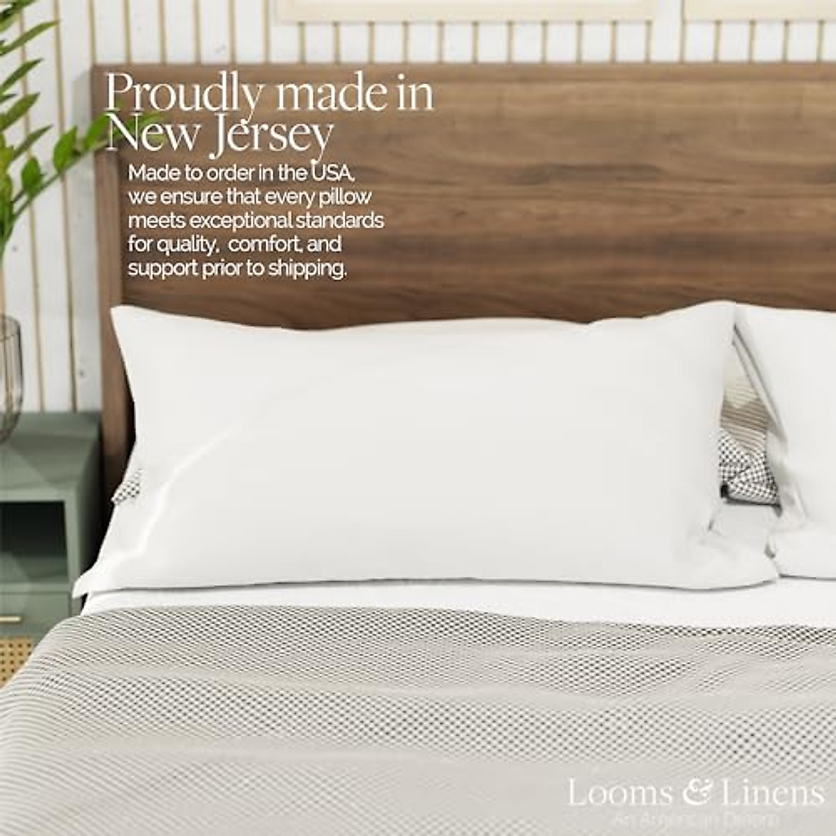 King Size Pillows for Bed Pillows Made in USA by Looms and Linens King Sham Insert Pillow 20 x 36 Flat Sleeping Pillow Insert for Bedroom Washable Pillow Inserts