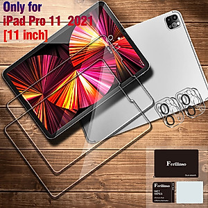 Ferilinso Designed for iPad Pro 11 Inch Screen Protector Accessories 2022 2021 2020 2nd 3rd 4th Generation 2 Pack Tempered Glass with 2 Pack Camera Lens Protector Suitable for Apple Pencil Face ID