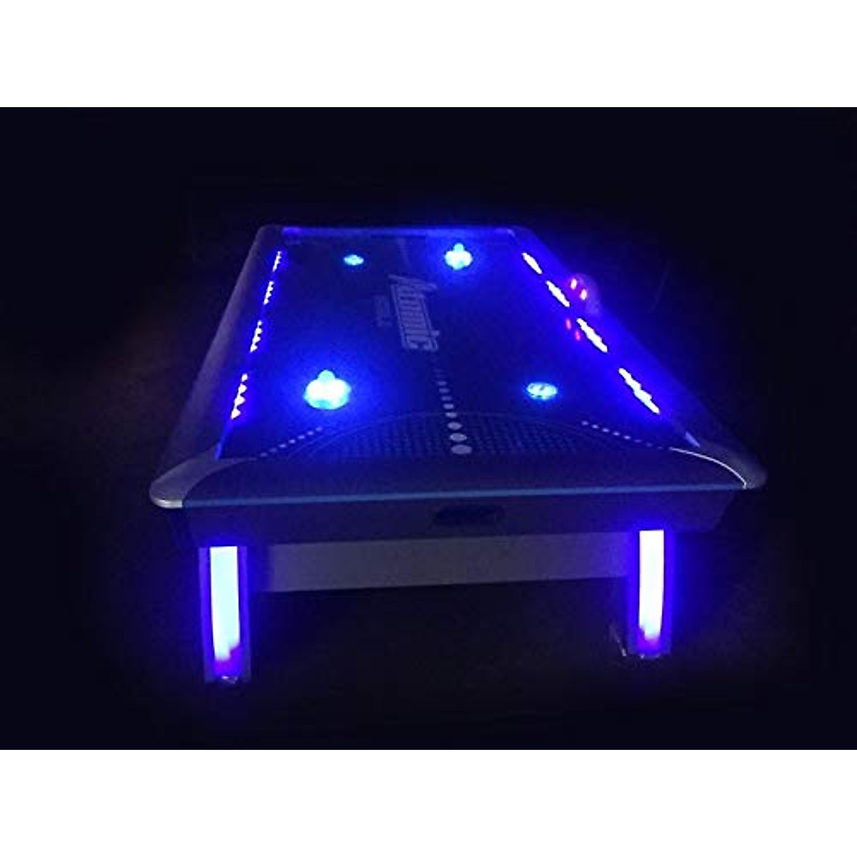 Atomic 90” Indiglo LED Light UP Arcade Air Powered Hockey Table - Includes Light Up Pucks and Pushers, Grey
