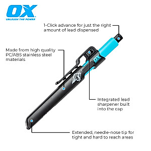 OX Tools Pro Tuff Carbon Marking Pencil Value Pack | 4 Leads Included & Pencil Holder with Sharpener